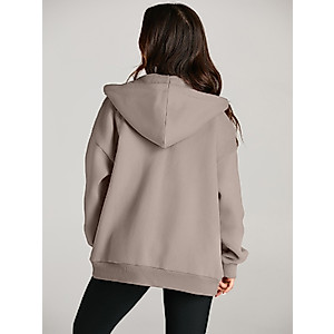 EFAN Women Zip Up Hoodies Oversized Sweatshirt Jacket 2025 Fall Fleece Cute Pullover Hooded Tops Teen Girls Casual Loose Fit Y2k Trendy Fashion Gym Clothes Outfits Nutmeg S