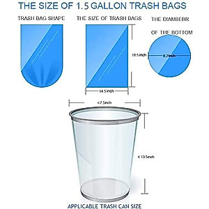 1.5 Gallon Trash Bags With Drawstring, 100 Pcs Trash Can Liners Black, Blue Strap Bathroom Garbage Bags Tighten Quickly Pack Garbage, Quick Cinch of the Drawstring, lasting value