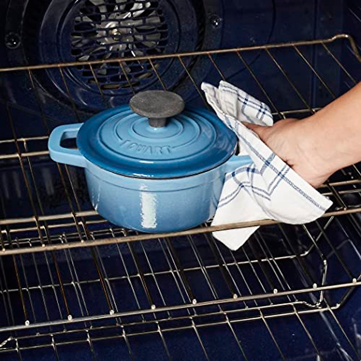 Smith & Clark 1-Quart Enameled Cast Iron Dutch Oven Pot with Lid, Blue