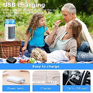 VOSAREA Portable Air Cooler 4 in 1 Mini Air Conditioner Fan Air Cooling Fan Air Misting Cooler for Room Office