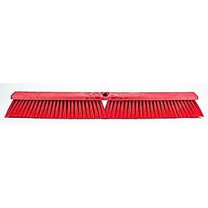 SPARTA 41891EC05 Omni Sweep Plastic Push Broom Head, Heavy Duty, Industrial Broom With Color Code System For Outdoor, Indoor, Garage, Concrete, Patio, Kitchen, Bathroom, 24 Inches, Red