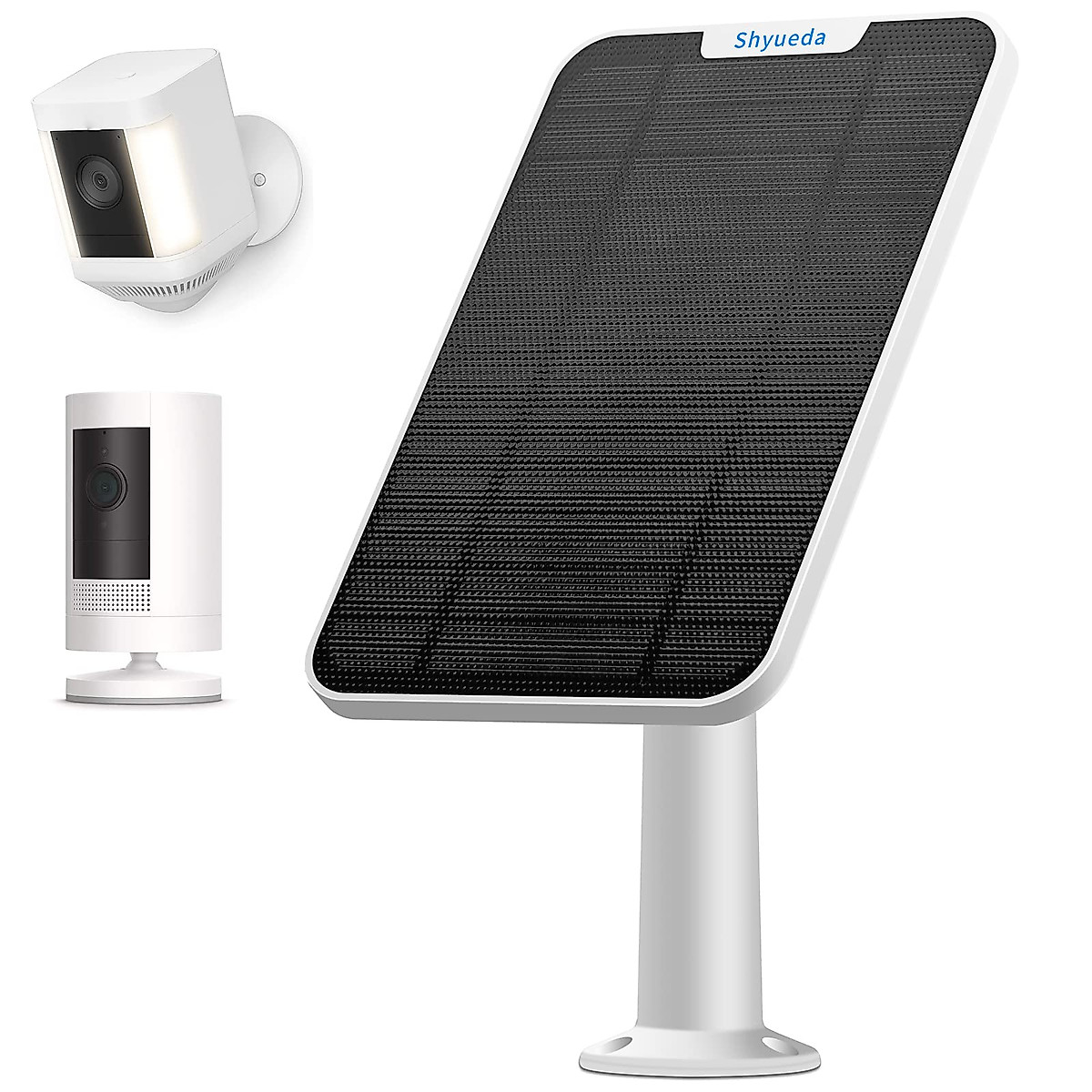 4W Solar Panel Charging Compatible with Stick Up Cam 2nd & 3rd Gen & Spotlight Cam Battery,3.5mm DC Plug to Device，IP65 Weatherproof,Includes Secure Wall Mount(White) (1)