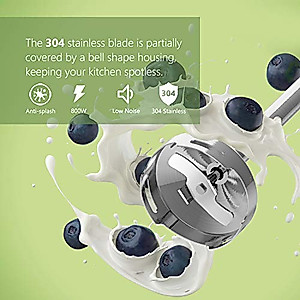 TSYMO 800w Immersion Blender Handheld, 4-in-1 Hand Stick with 6-Speed+Turbo, Mixing Cup, Food Chopper, Whisk Attachment, BPA-Free