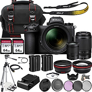Nikon Z7 II Mirrorless Camera w/NIKKOR Z 24-70mm f/4 S Lens + NIKKOR Z DX 50-250mm f/4.5-6.3 VR Lens + 128GB Memory + Case + Tripod + 3 Piece Filter Kit + More (35pc Bundle)