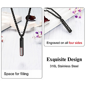 Dletay Urn Necklace for Ashes Stainless Steel Cremation Jewelry for Ashes Memorial Ash Necklace for Men Women Ash Holder Black