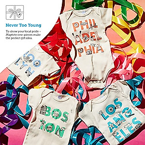MAPTOTE Map One Piece - Unisex Baby Organic Cotton Short Sleeve Bodysuits - Boston, 3-6 Months