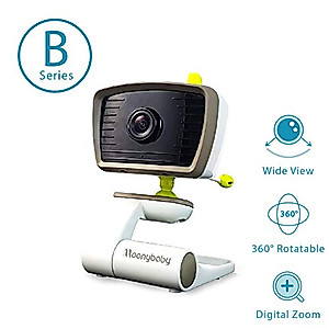 Moonybaby WideView 50 Baby Monitor with Camera and Audio, No WiFi, 5 Inches Large Display, Split Screen, Auto Night Vision, Zoom, Sound Activated, Temperature Alert, 2-Way Talk, Lullaby, 1000ft Range