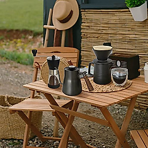 SOTECH Pour Over Coffee Maker Gift Set, All in 1 Coffee Kits- 304 Stainless Steel Kettle with Thermometer,Coffee Grinder, Coffee Dripper & Server of Portable Travel Bag