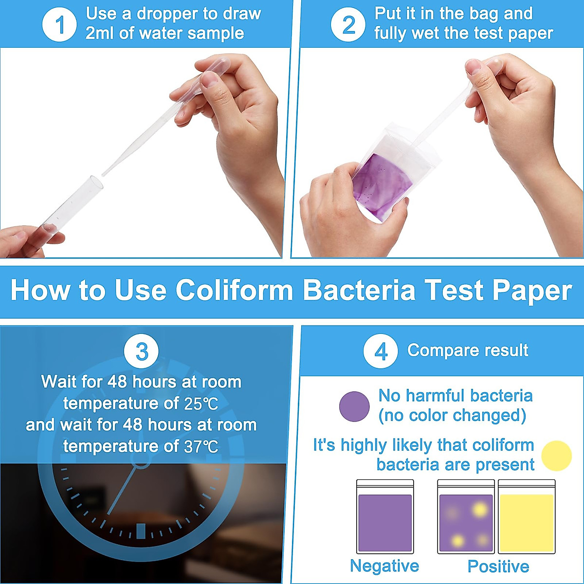 125+13Pcs 17in1 Drinking Water Test Kit, Luxiv 125P Water Quality Test Strips 6P E. coli Test Strips with Recording Paper, Timer Home Tap Well Water Test Kit for Lead Iron Copper Chlorine Fluoride PH