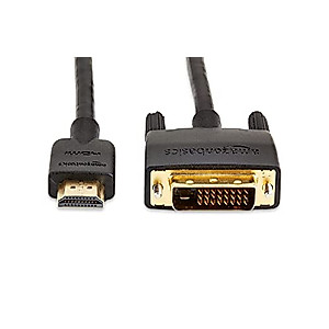 Amazon Basics HDMI to DVI Adapter Cable, Bi-Directional 1080p, Gold Plated, Black, 6 Feet, 24-Pack