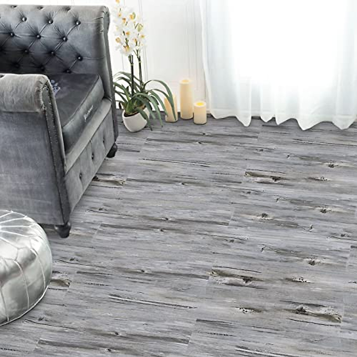 Peel and Stick Floor Tile Vinyl Flooring Peel and Stick Waterproof and Durable for Bathroom and Kitchen Self-Adhesive Vinyl Plank Flooring for DIY Installation 35 x 6 inch(10 PCS)