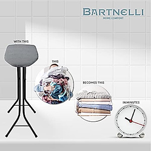 Bartnelli Patented Pulse Ironing Board | Made in Europe | Space Saving Smart Hanger Iron Board for Easy Storage | Lightweight, 4 Layer Cover, 4 Legs, for Dorm, Laundry Room, or Small Spaces(43x13-35)