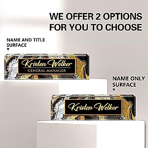 Desk Name Plate Personalized, Custom Name Plate for Desk, Office Desk Decor for Women Men, Acrylic Desk Accessories, Office Gifts for Boss Nurse Teacher, Employee Appreciation Gifts (Black Coast)