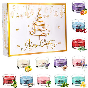 Conelist 12 Days Christmas Advent Calendar 2024 Scented Candles Gift for Women Adult Christmas Countdown Calendar with Assorted Scented Candle 1 oz Soy Wax Candles