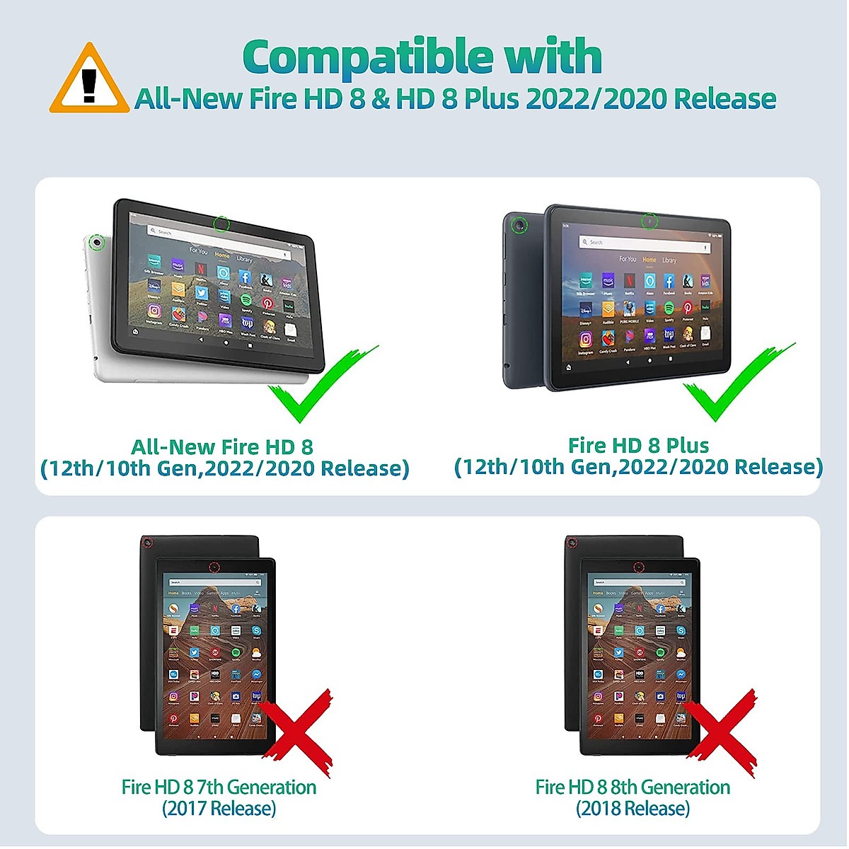 Fire HD 8 Tablet Case, Fire Tablet 8 Case,Amazon Fire 8 Tablet Case(12th/10th Generation,2022/2020 Release),Auto Sleep/Wake Ultra Lightweight Slim Stand Folio Cover with Pocket/Card Slots,Navy Blue