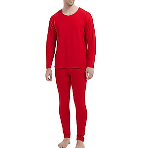 HSQSMWJ Soft Long Johns Thermal Underwear for Men Base Layer Set for Cold Weather XXL-7XL(Color:Red,Size:4XL)