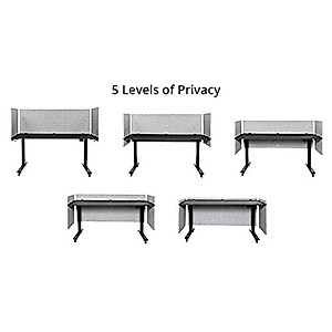 Stand Up Desk Store ReFocus Clamp-on Acoustic Desk Divider Privacy Panel That Reduces Noise and Visual Distractions (Ash Gray, 59" x 23.6, 23.6" x 23.6", & 23.6" x 23.6")