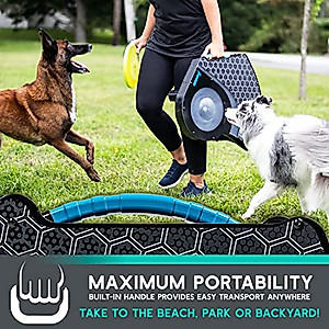 Franklin Pet Supply Co. Automatic Disc Launcher for Dogs - Ready Set Fetch Automatic Disc Tosser Dog Toy for Fetch - Portable Thrower Toy - Battery Powered