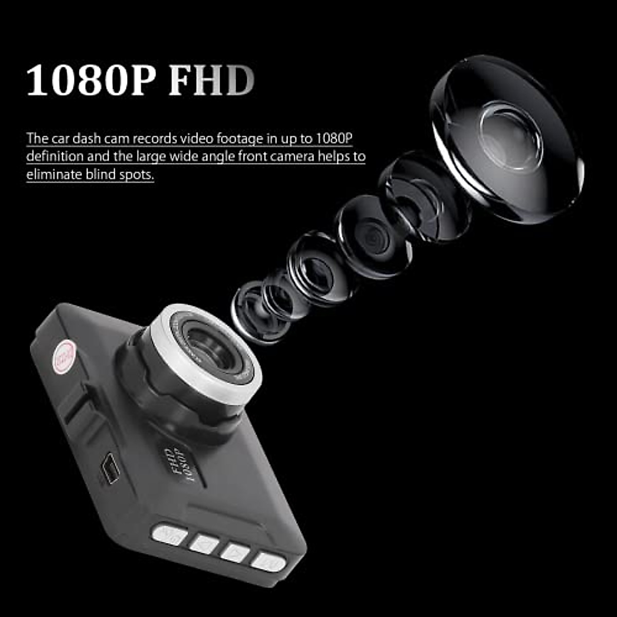 Dash Cam, 1080P Full HD Smart Dash Camera Dash Cam Front Rear Camera with Motion Detection, Loop Recording, G Sensor, Parking Mode, Dashboard Camera