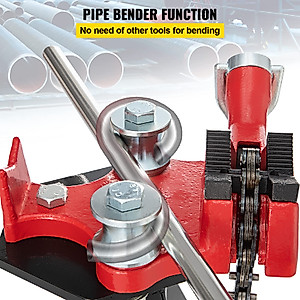 VEVOR Tripod Pipe Chain Vise | 1/8"-5" Pipe Capacity | 36.4" Length | Portable Folding Steel Legs | Grab, Support, and Bend Pipes | Ideal for Factory, Workshop, and Home Use
