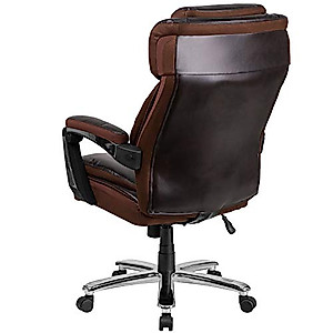 Flash Furniture Big & Tall Office Chair | Brown LeatherSoft Executive Swivel Office Chair with Headrest and Wheels