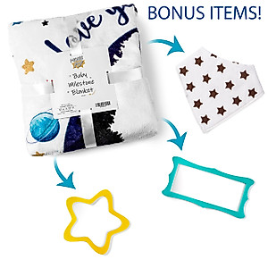 Baby Monthly Milestone Blanket Boy - 60"x40" Gift for Boys with Photo Props for Pictures - Gender Neutral First Year Growth Months Chart - Extra Soft Premium Blanket