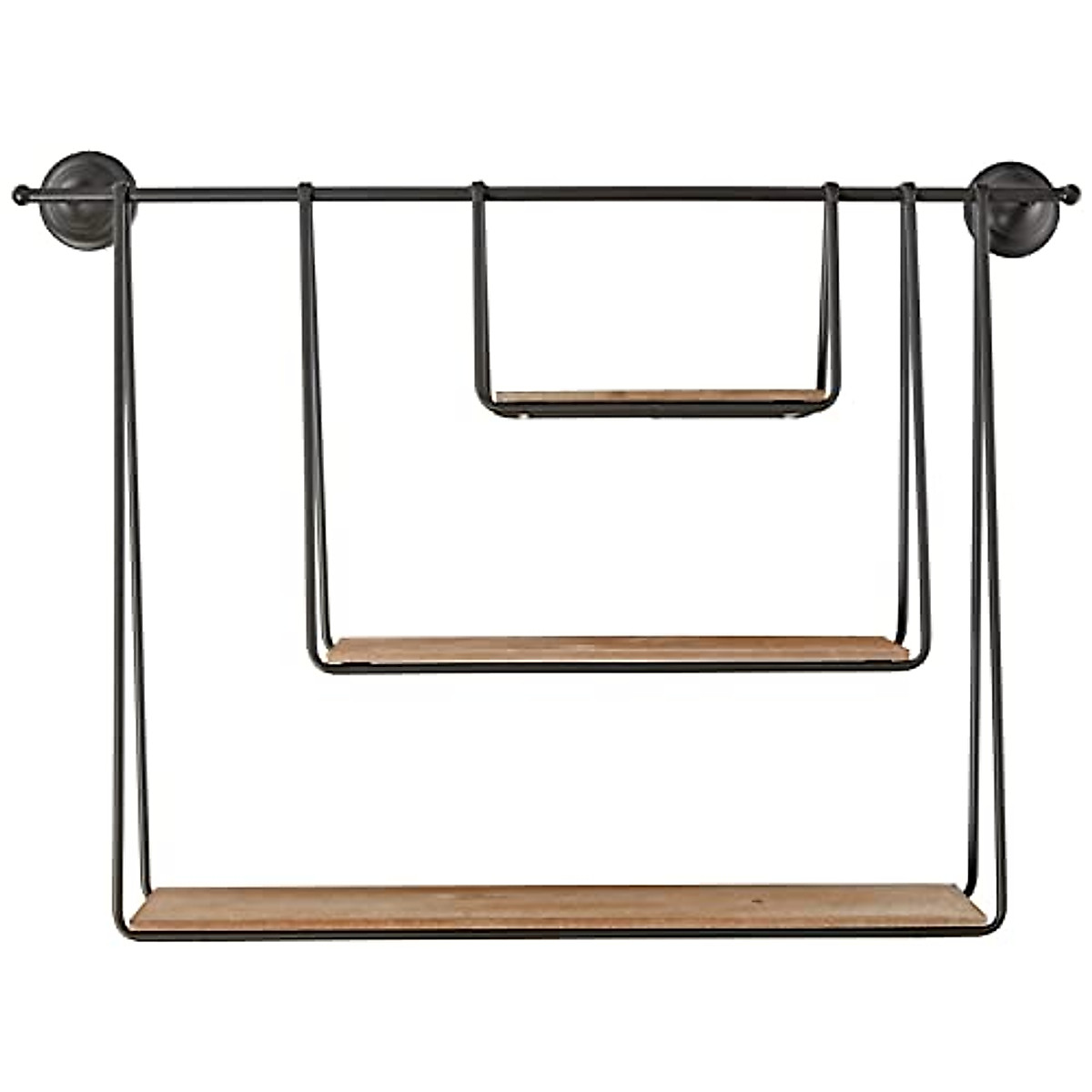 KALALOU Wood and Metal Triple Hanging Shelf, One Size, Gray