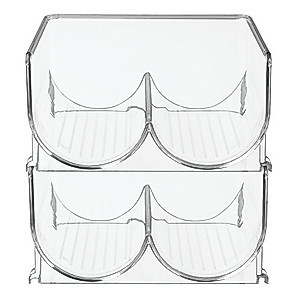 InterDesign Stackable Wine Storage Rack – Free Standing Organizer for Refrigerator or Kitchen Countertops - Holds 2 Bottles, Clear