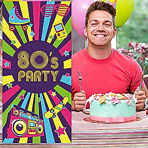 80’s Party Time Banner Tape Backdrop Throwback 80’s Style I Love 80’s Retro Theme Decor for Disco Rock Punk Music Dance Boom Box Hip Hop Birthday Back to the 80's Party Flag Favors Decorations