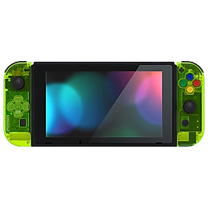 eXtremeRate Clear Lime Green Joycon Handheld Controller Housing (D-Pad Version) with Colorful Buttons, DIY Replacement Shell Case for Nintendo Switch Joy-Con – Controller NOT Included
