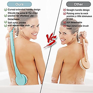 Back Brush Long Handle for Shower, 20.5” Back Bath Brush for Shower, Back Scrubber, Exfoliation and Improved Skin Health for Elderly with Limited Arm Movement, Disabled, Pregnant Women