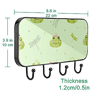 Princess Frog Crown Dragonfly Light Green Personalized Adhesive Hooks Towel Hooks Wall Hooks for Kitchen Bathroom