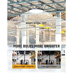 SUPERDANNY High Bay Lights - 150W, 21,000 lm, 140 LM/W, 5000K Daylight UFO High Bay LED Shop Lights, High Bay Led Light 6ft Cable- LED High Bay Light for Warehouse, 4/Pack