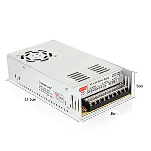 SUPERNIGHT 12V 30A Switching Power Supply, 110-240 Volt AC to DC 360W Universal Regulated Switching Transformer Adapter Driver for 3D Printer, CCTV, Radio, LED Strip Lights,Computer Project