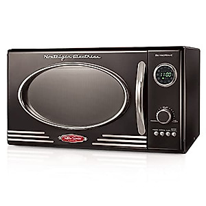 Nostalgia Retro Countertop Microwave Oven, 0.9 Cu. Ft. 800-Watts with LED Digital Display, Child Lock, Easy Clean Interior, Cu.Ft, Black & Frigidaire ETO102-BLACK, 2 Slice Toaster, 900w, Black