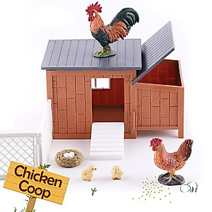 iPlay, iLearn Kids Farm Animal Barn House Toy, Girl Horse Stable Figurine Fence Playset, Country World Farmhouses, Barnyard Chicken Coop Rabbit Puppy Figure, Birthday Gift Age 3 4 5 7 8 6-12 Boy Child