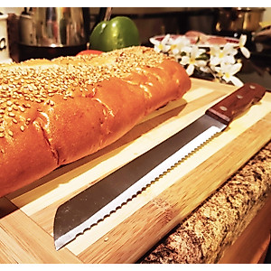 Uniware Stainless Steel Bread Knife with Wood Handle, 8 Inch Sharp Blade