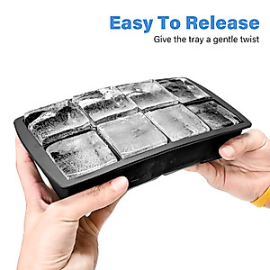 Large Ice Cube Tray for Whiskey: Ice Ball Maker for Cocktails - Large Ice Trays for Whisky Ice Sphere - Big Ice Cube Maker for Bourbon Square Ice