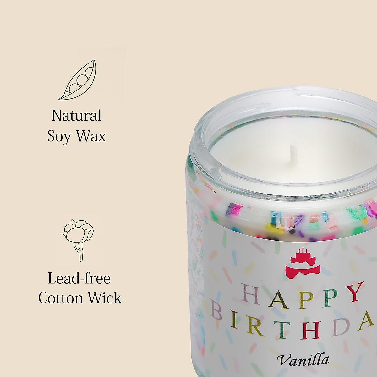 Happy Birthday Candle - Birthday Gifts for Women, Best Friend Birthday Gifts Ideas, Natural Soy Wax Vanilla Scented Candles