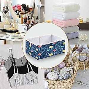 Blueangle Outer Space Pattern Cube Storage Bin, 11 x 11 x 11 in, Large Collapsible Organizer Storage Basket for Home Décor（683）