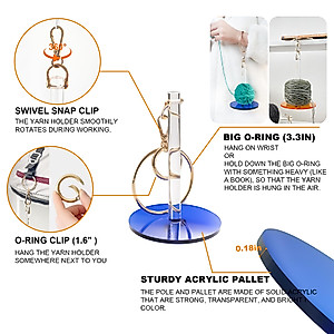 YOJOB Yarn Holder for Crocheting & Knitting, Portable Wrist Yarn Spinner for Big or Small Yarn Balls, Ideal Crochet Kit for Crafters (Round-Blue)