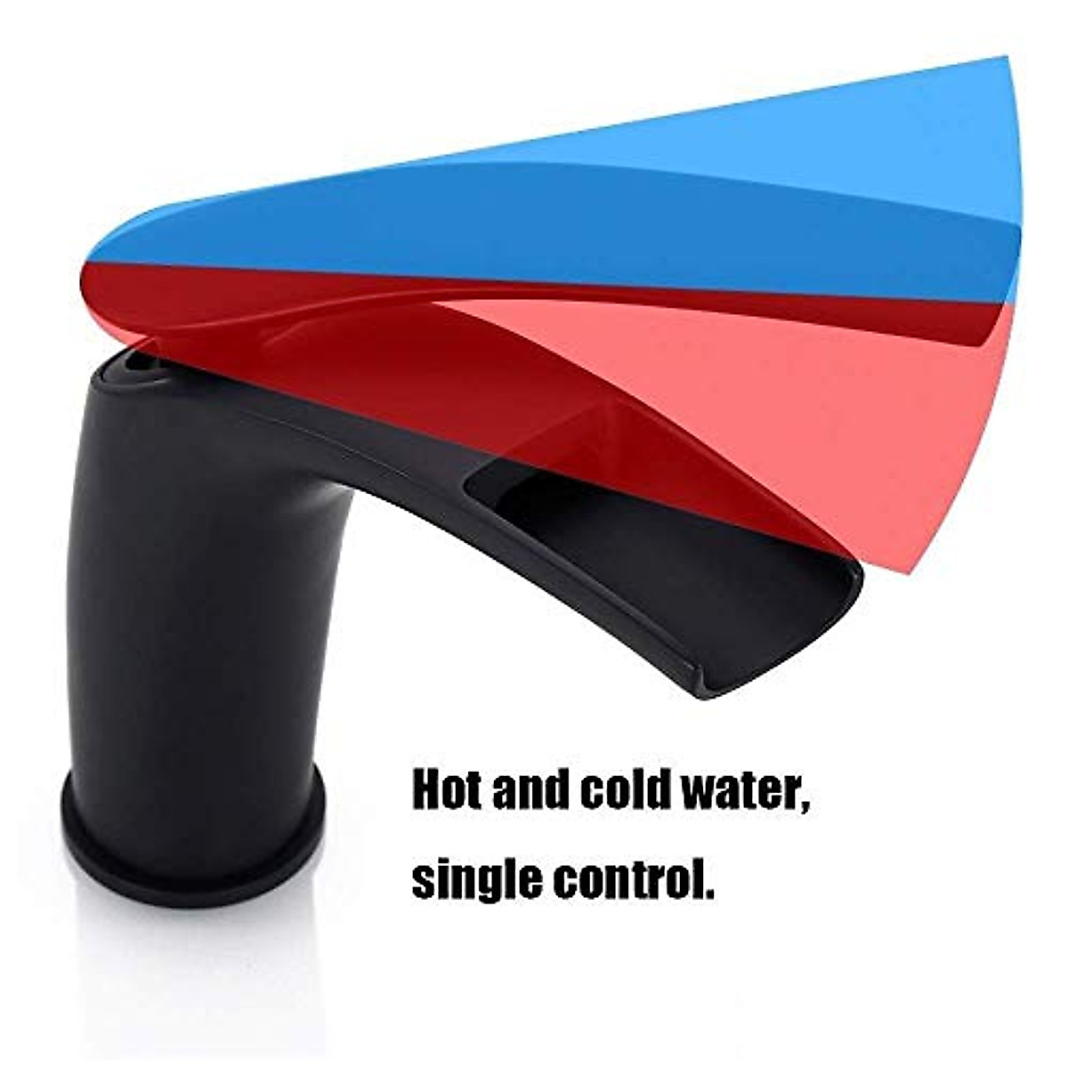 ShiSyan Y-LKUN Faucet Pretty Full Copper Waterfall Wash Basin Counter Basin Bathroom Cabinet Bathroom Faucet Single Hole Faucet Nordic Black Paint Durable