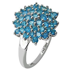 Carillon Art Deco 925 Sterling Silver 2.14 Ctw Neon Apatite Women Thanksgiving Ring (Sterling Silver, 11)