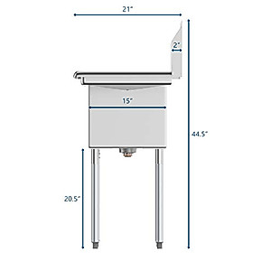 KoolMore 2 Compartment Stainless Steel NSF Commercial Kitchen Prep & Utility Sink with 2 Drainboards - Bowl Size 15" x 15" x 12", Silver,SB151512-15B3