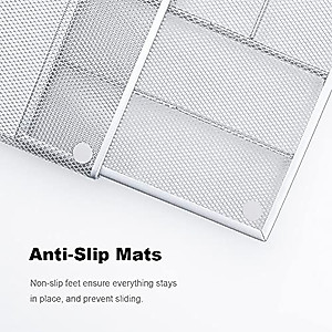 HANGYALI Expandable Cutlery Tray Mesh Flatware Metal Non-Slip 6 Compartments Kitchen Drawer Utensil Organizer (Black)