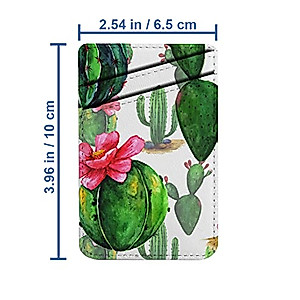 Diascia Pack of 2 - Cellphone Stick on Leather Cardholder ( Watercolor Cactus Floral Botanical Flower Pattern Pattern ) ID Credit Card Pouch Wallet Pocket Sleeve