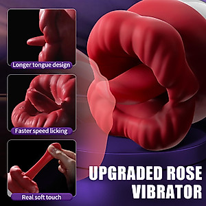 Rose Sex Toys Vibrator for Women - Adult Toys with 10 Vibrating & 10 Tongue Licking Modes, Nipple Toys Clitoral Vibrator G-Spot Vibrators, Adult Sex Toys & Games for Women Couples Pleasure
