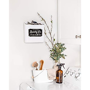 Lint Bin for Laundry Room Modern Farmhouse Decor Magnetic Container - Includes Wall or Magnetic Mount Accessories With Sign
