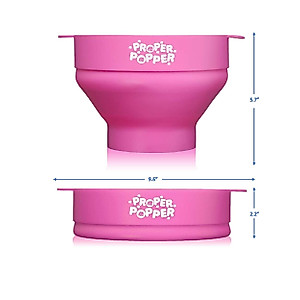 The Original Proper Popper Microwave Popcorn Popper, Silicone Popcorn Maker, Collapsible Bowl BPA Free & Dishwasher Safe - (Pink)
