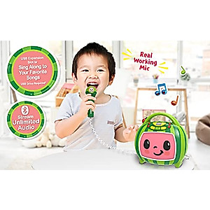 eKids Cocomelon Karaoke Machine with Built-in Cocomelon Songs and Microphone for Kids